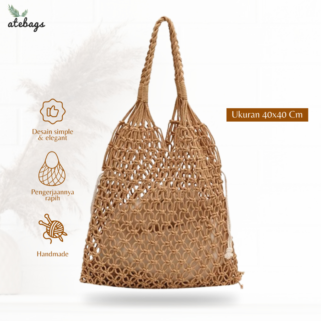 Jual Tas Jinjing Rajut Wanita Cleo Tote Bag Benang Katun Premium Import ...