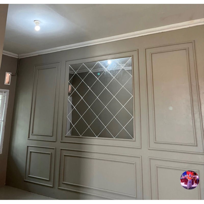Jual Set Wallmoulding Double List + Kaca Cermin Ukuran Dinding Tinggi ...