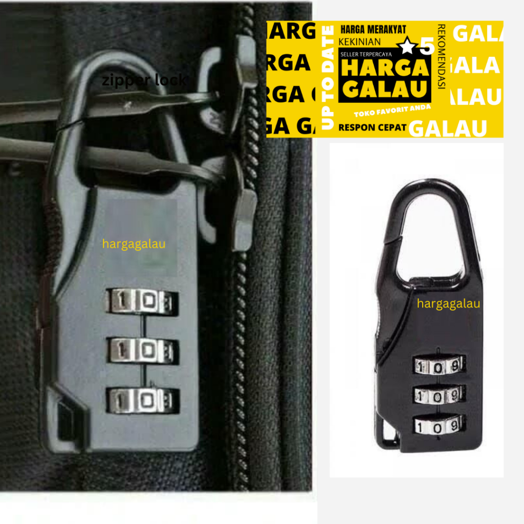 Jual Gembok tas mini kode zipper lock kunci resleting koper travel bag ...