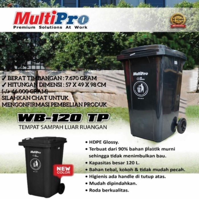 Jual MULTIPRO WB-120 TP TEMPAT TONG SAMPAH RODA 120 LITER DUST BIN 120LITER L Tempat Sampah Dust ...