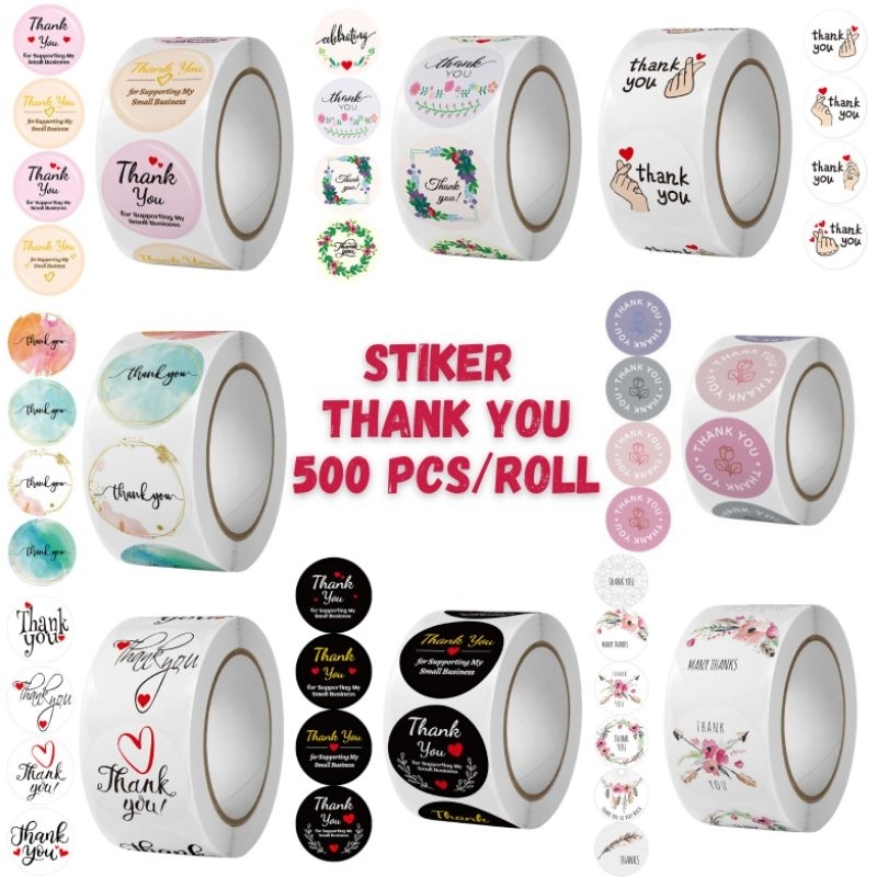 Jual HAPPY (500 PCS) STIKER THANK YOU DIY STICKER TQ ROLL JUALAN ...