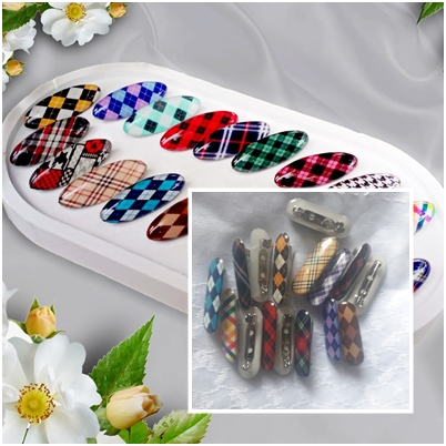 Jual Peniti jilbab pin dagu Hijaber premium bermotif kotak isi 4psc ...