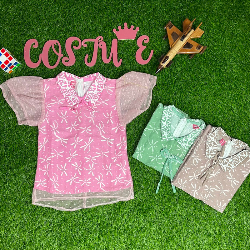 Jual Batik Costume Blouse Batik Anak Capung Berlapis Tile Dot Bagus ...