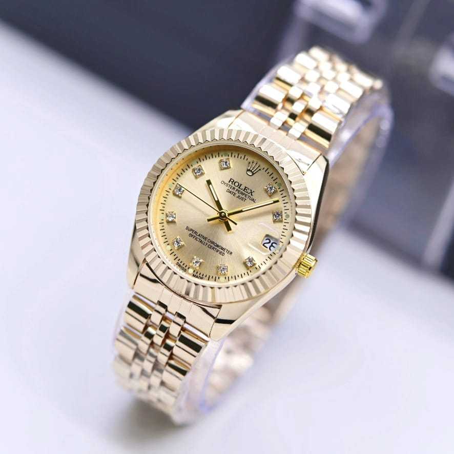 Jual Jam Tangan Wanita Rolex Original Tali Rantai Motif Mata / Gerigi ...