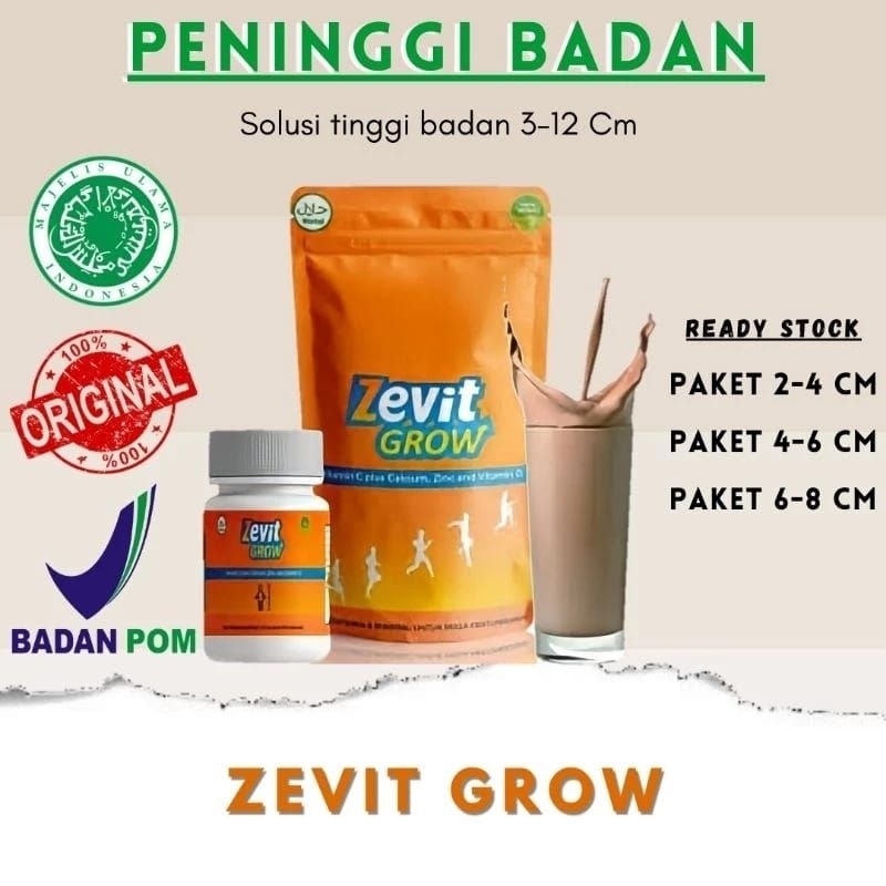 Jual [TERLARIS] ZEVIT GROW PENINGGI BADAN OROGINAL 100% | KAPSUL DAN ...