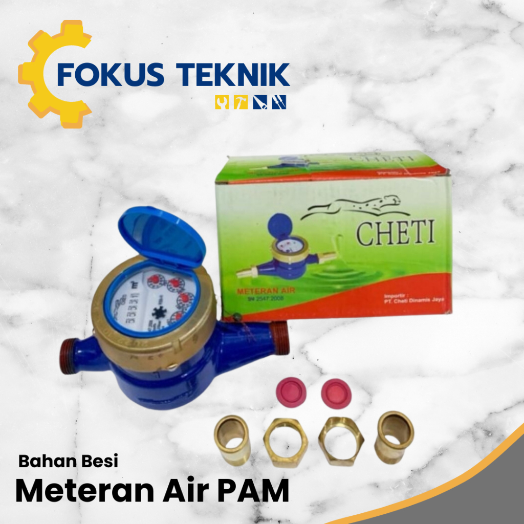 Jual CHETI Water Meter Meteran Air Bodi Besi PDAM PAM 1/2 Inch 1/2" SNI ...