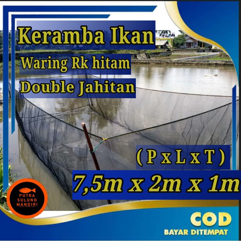 Jual K7521 Jaring keramba ikan ukuran 7,5x2x1 siap pakai plus tali ...