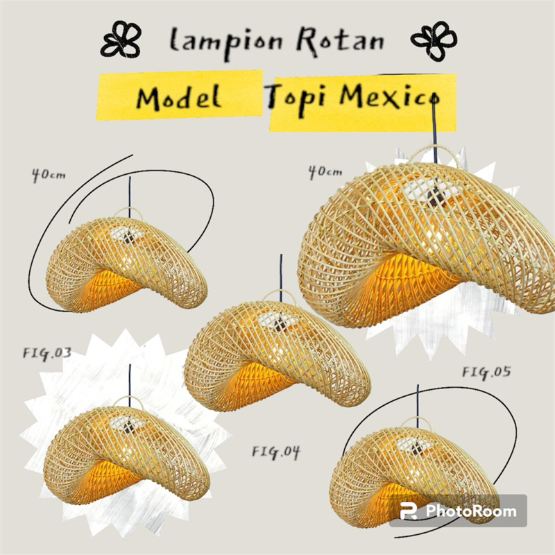 Jual Lampion Rotan Topi Mexico Ukuran 40cm-Kap Lampu Rotan-Kerajinan ...