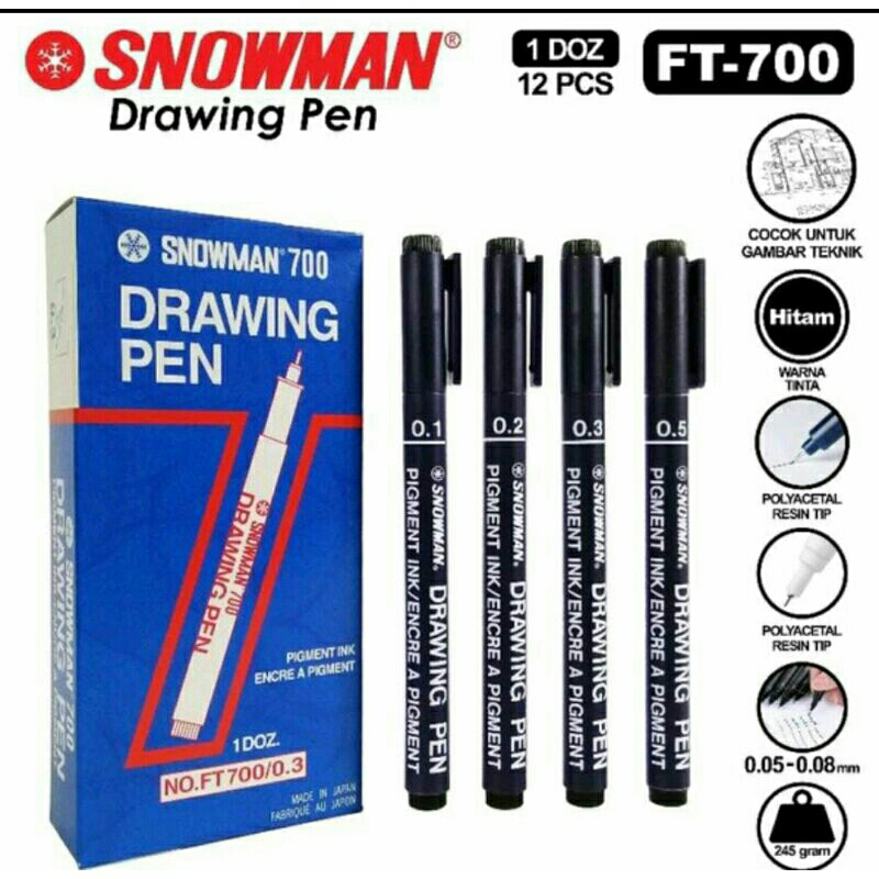 Jual Snowman Drawing Pen / Pulpen Drawing Pen 0.05mm - 0.8 | Shopee ...