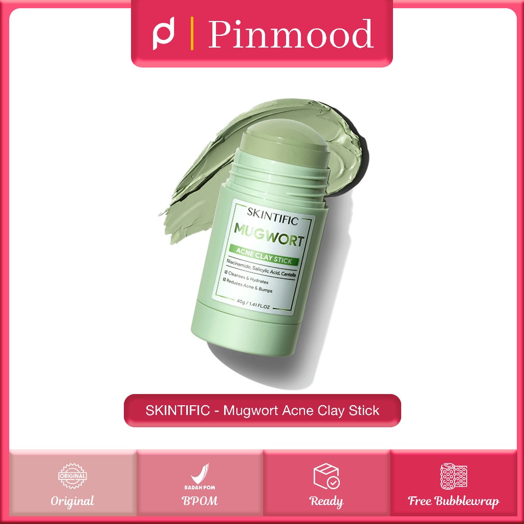 Jual SKINTIFIC - MUGWORT ACNE CLAY STICK ( 40 g ) - Masker Wajah Anti Pores Niacinamide ...