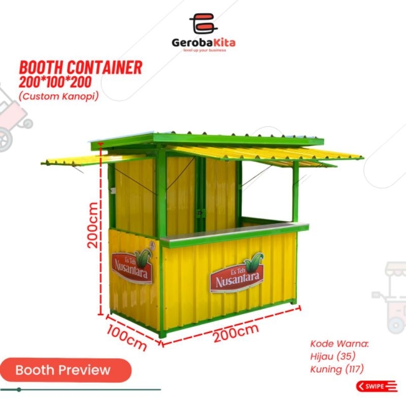 Jual booth kontainer ukuran 200x100x200 custom 3 kanopi | Shopee Indonesia