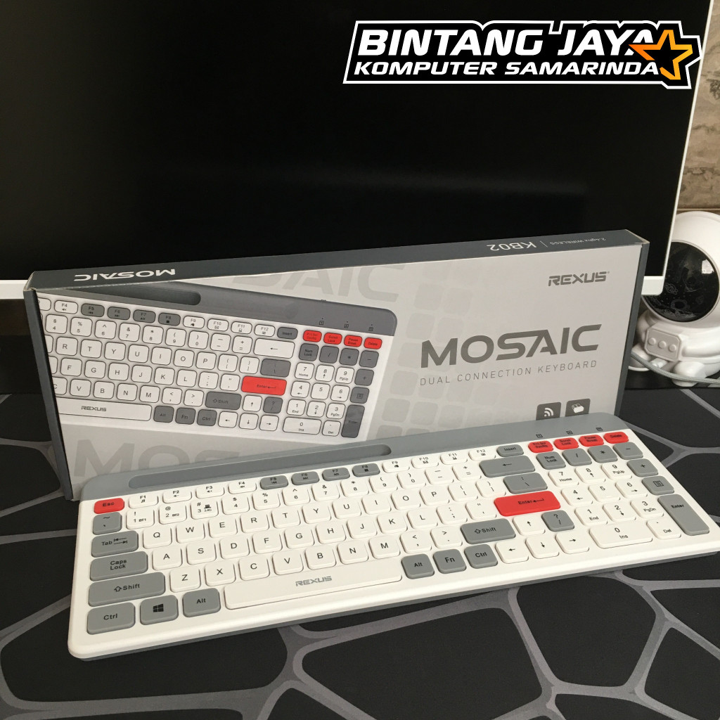 Jual Rexus Mosaic KB02 Dual Connection Wireless Keyboard - WHITE ...