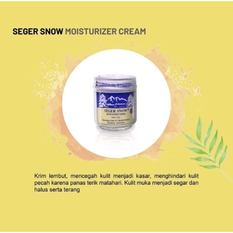 Jual Seger snow moisturizer cream 30gr(kemasan kaca) | Shopee Indonesia