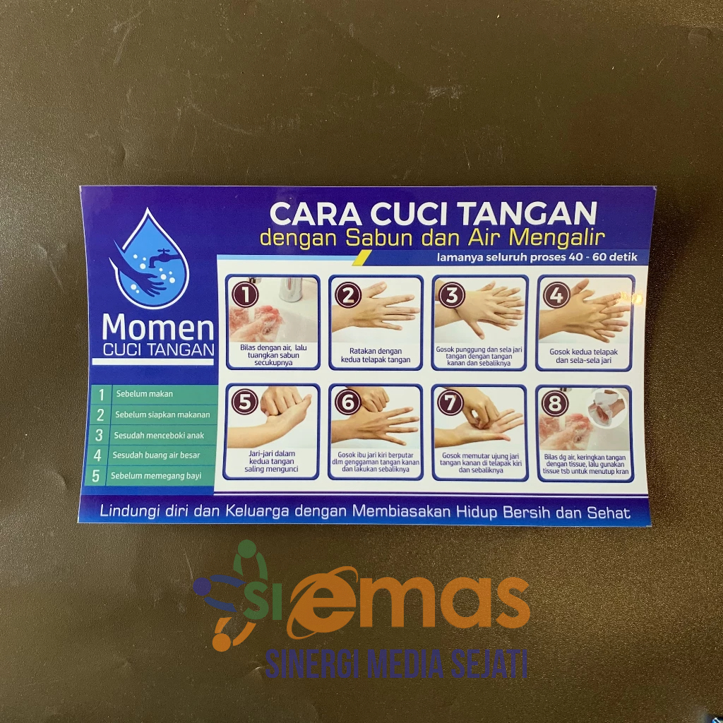 Jual Stiker 5 Momen Cuci Tangan Rumah Tangga | Cara Cuci Tangan dengan ...