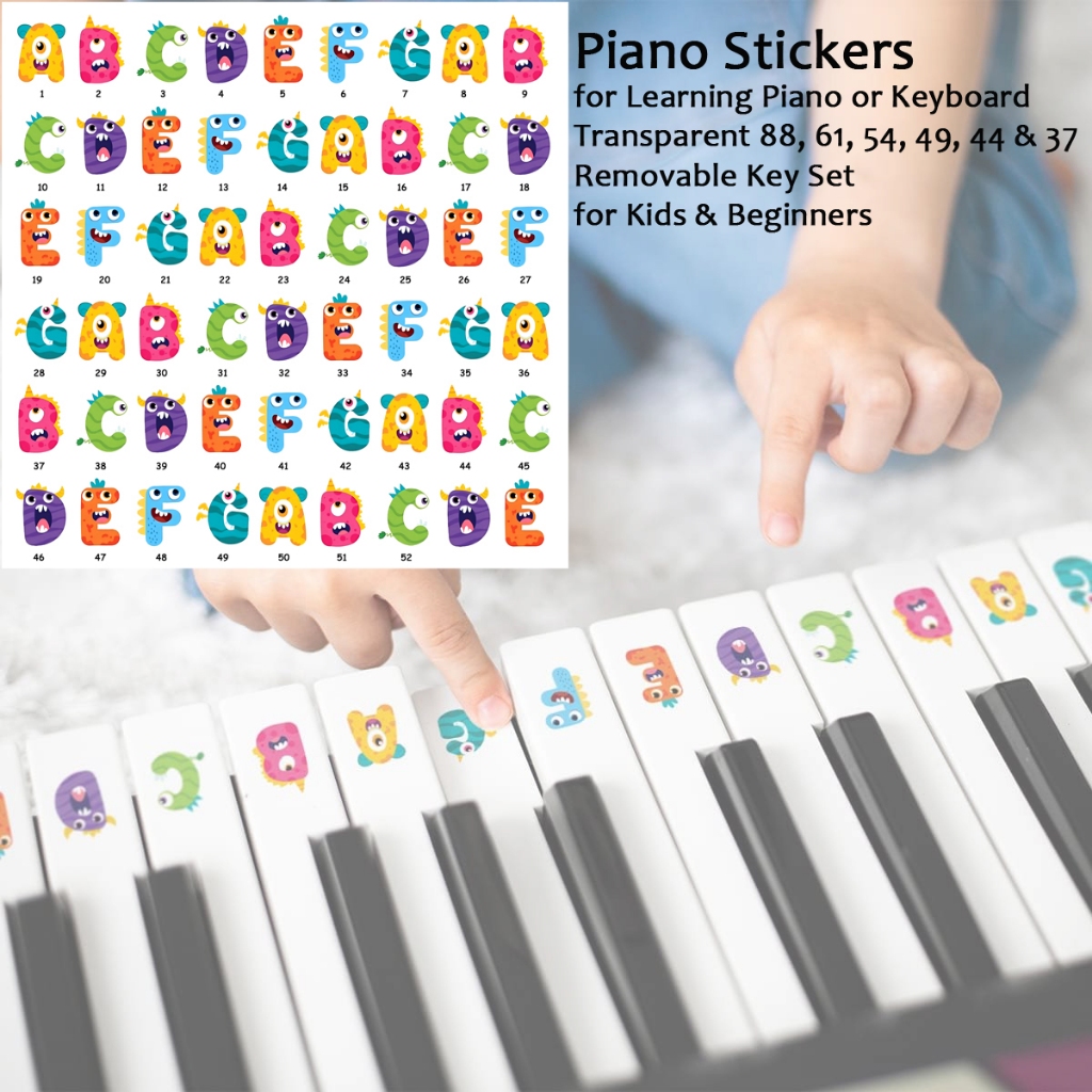 Jual Monster Piano Stickers Keyboard Stiker 88 61 54 49 44 37 Color Key ...