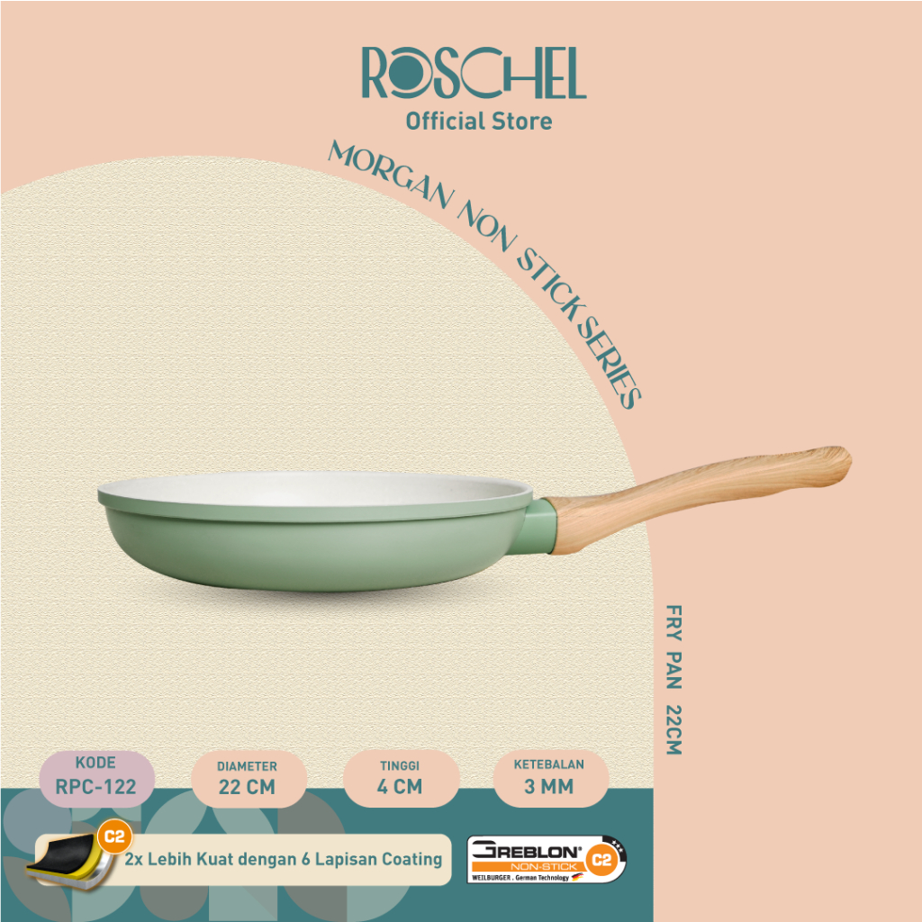 Jual Roschel Morgan Non-Stick Frypan 20 , 22 , 24 cm Greblon C2 German ...