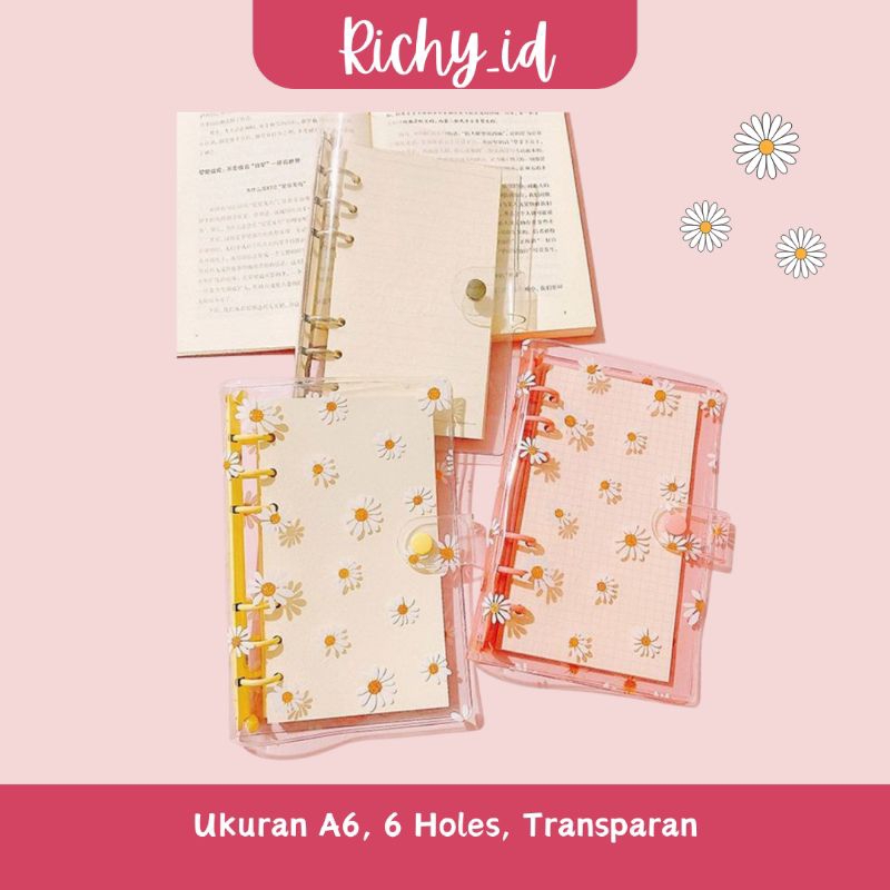Jual binder a6 transparant / binder aesthetic motif bunga daisy ...