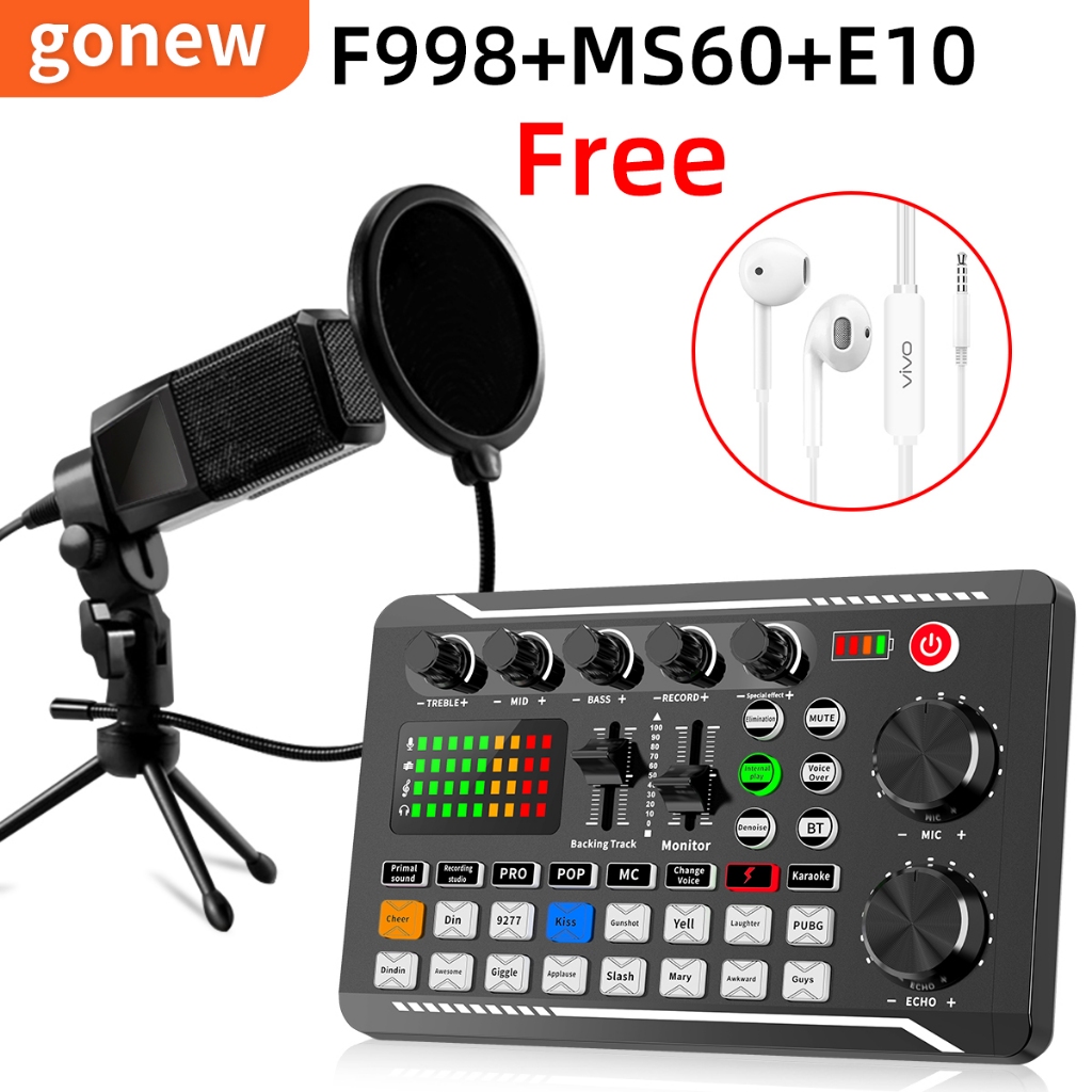 Jual Gonew Mixer Bluetooth Soundcard F999 Audio kartu suara mic USB ...