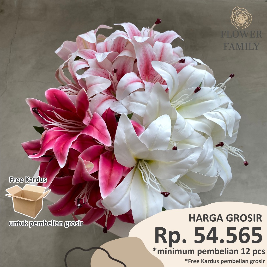 Jual Flower Family - [7 Cabang] LILY Grade A Premium Latex Artificial ...