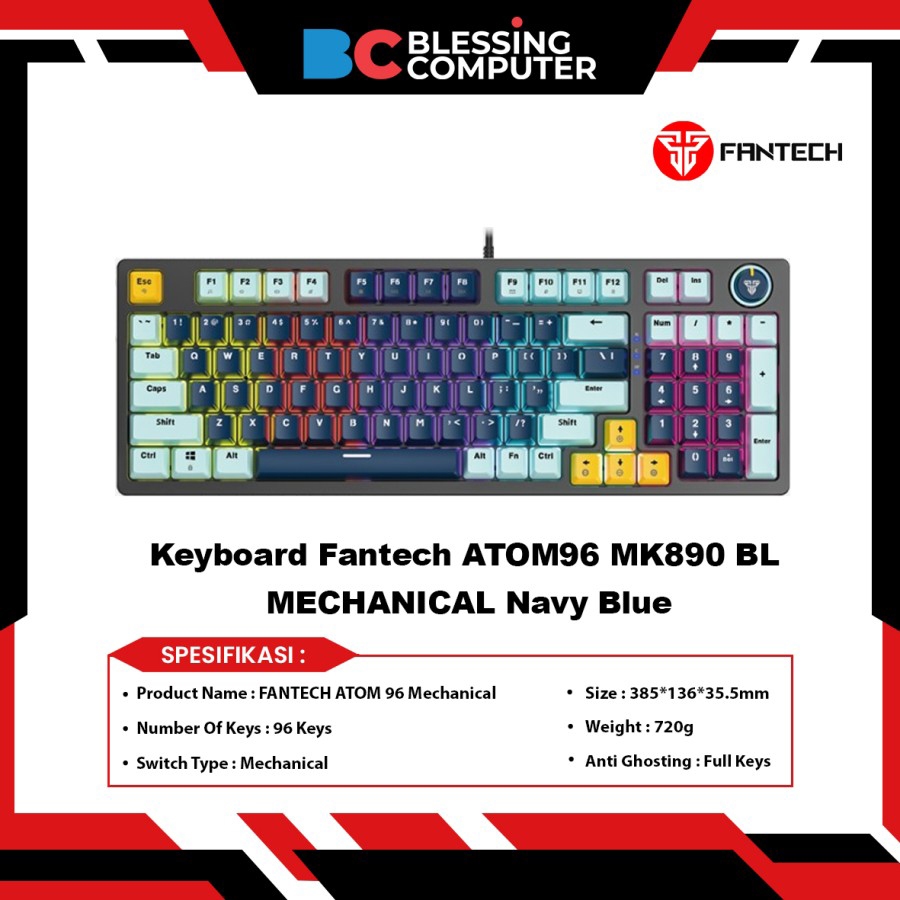 Jual Keyboard Fantech ATOM96 MK890 BL MECHANICAL Navy Blue-Switch Red | Shopee Indonesia