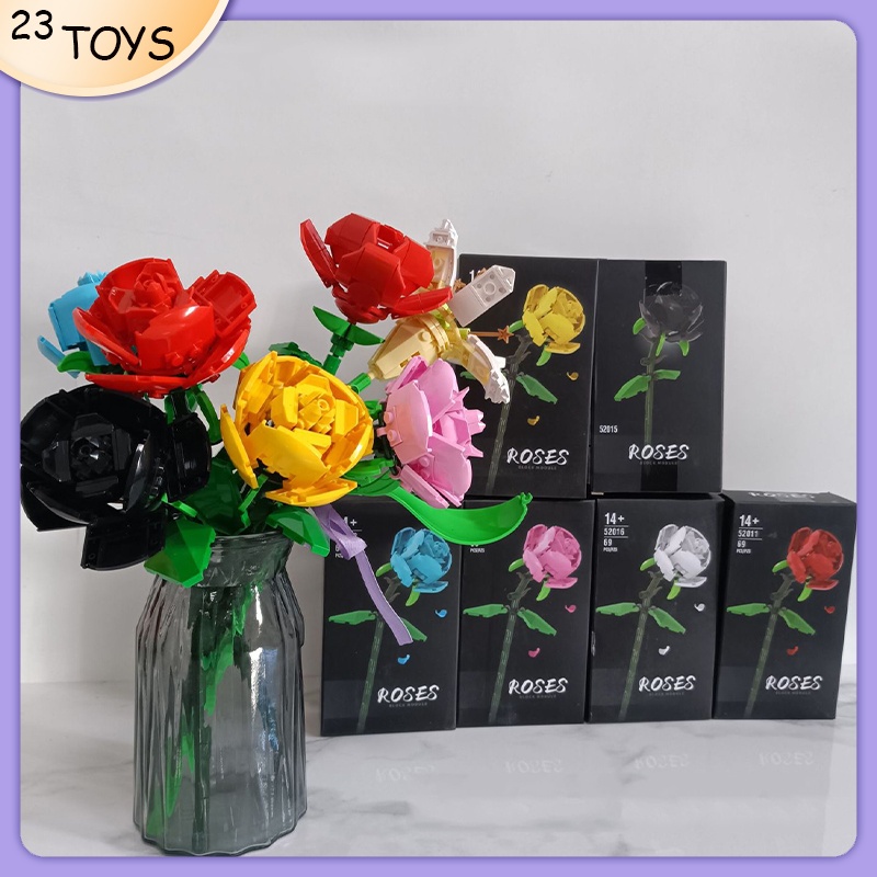 Jual 23 toys Bunga Mawar Mainan Balok Building Block DIY Rose Nano ...