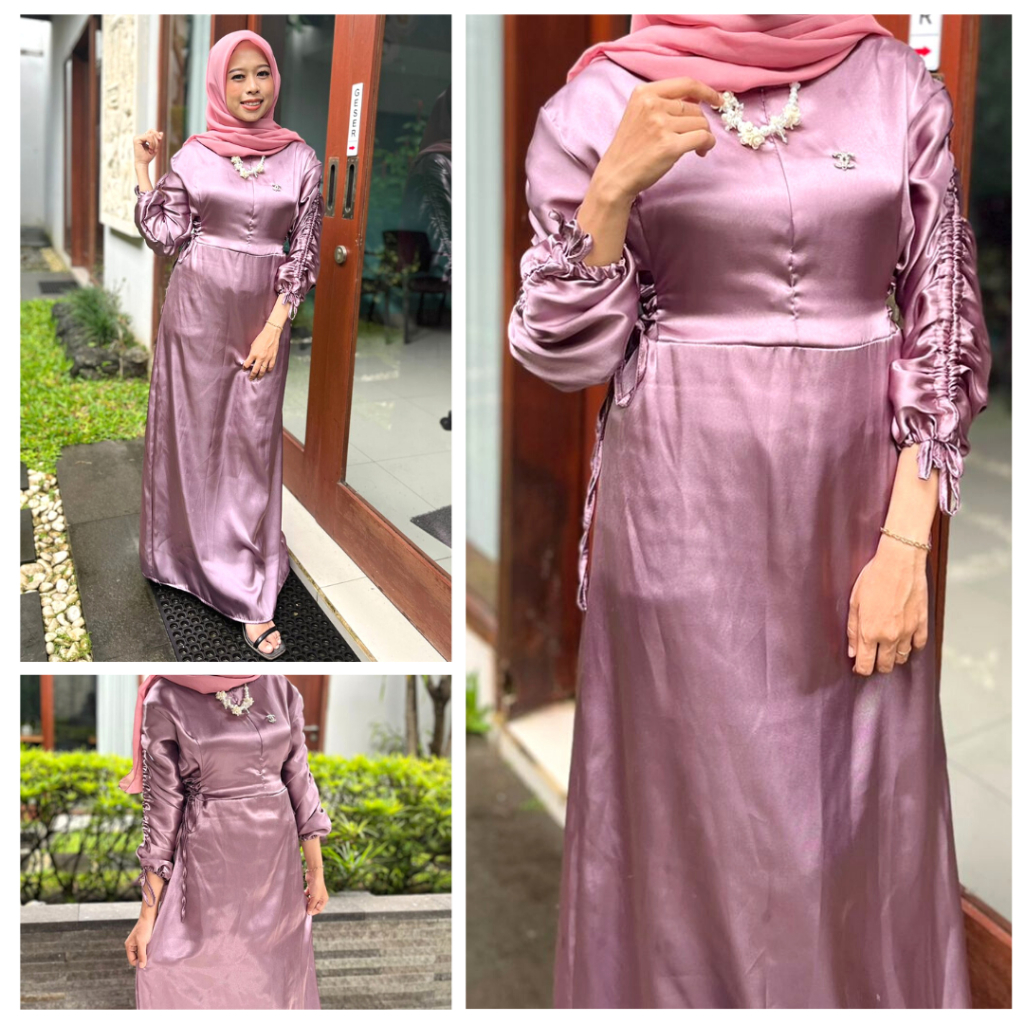 Jual AURORA DRESS SATIN SERUT LUXURY BRIDESMAID GAMIS PESTA KONDANGAN ...