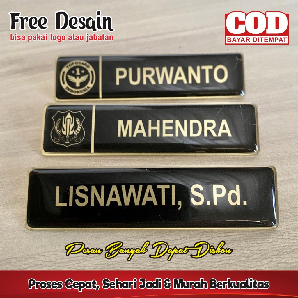Jual Papan Nama Dada Papan Nama Name Tag Kuningan PenitiBisa COD FREE ...