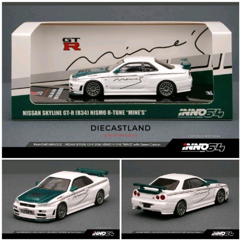 Jual INNO64 NISSAN SKYLINE GT-R (R34) NISMO R-TUNE "MINES" with Green ...