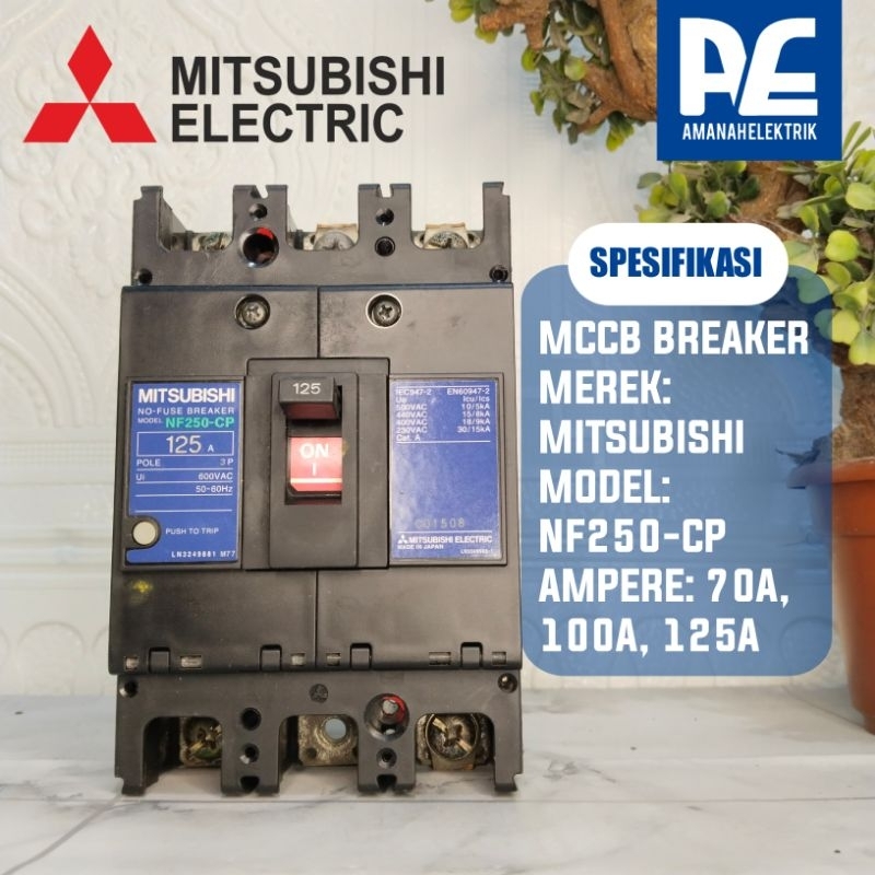Jual MCCB BREAKER Mitsubishi NF250-CP 75A, 100A, 125A Original | Shopee ...
