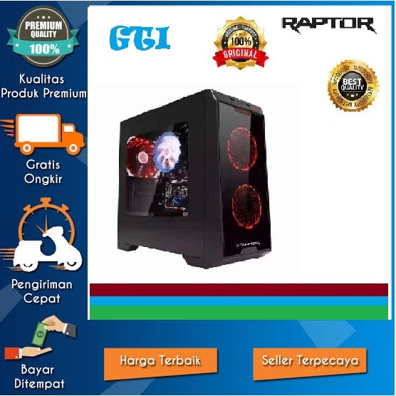 Jual Casing PC / Komputer Gaming Power Up Raptor Black Strike 1501 ...