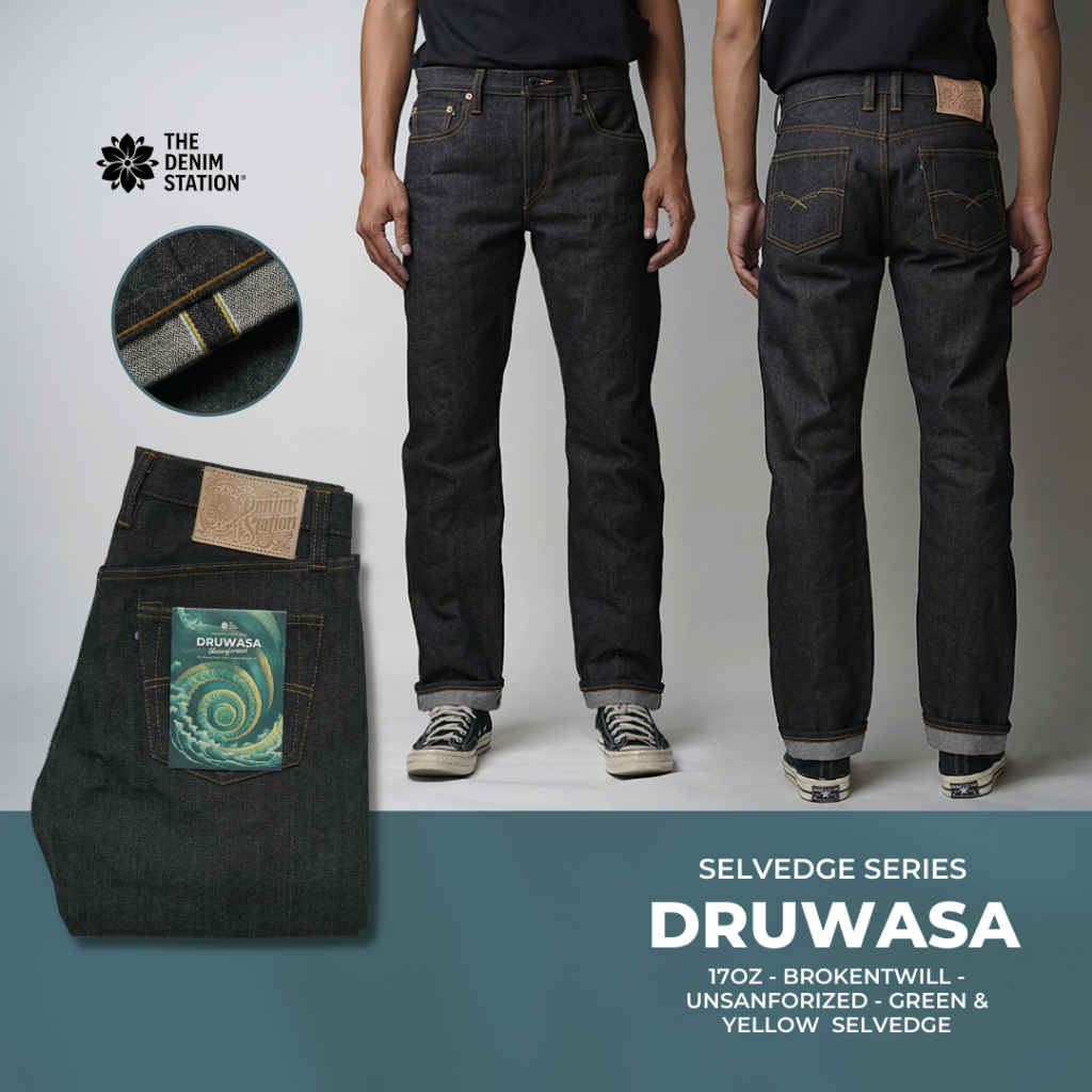 Jual The Denim Station - Druwasa 17oz Unsanforized Brokentwill Selvedge ...