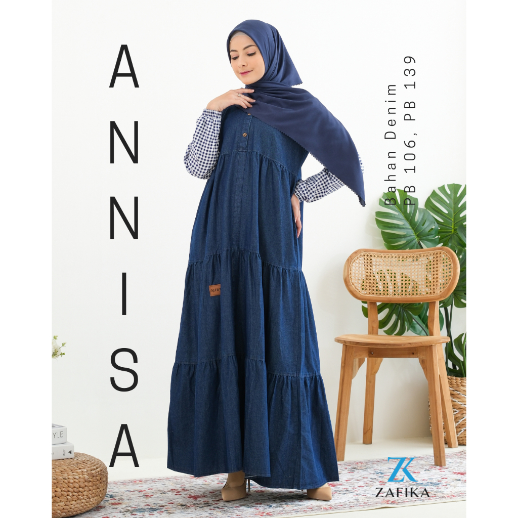 Jual ZAFIKA - ANISA dress Gamis denim dewasa jumbo | Shopee Indonesia