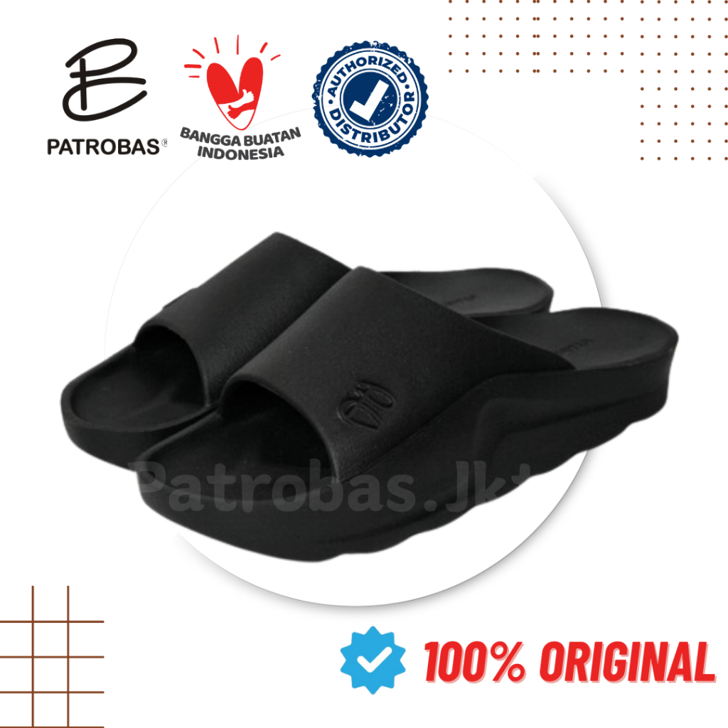 Jual Sandal Patrobas Ease Black Original | Sendal Karet Slider Slipper ...