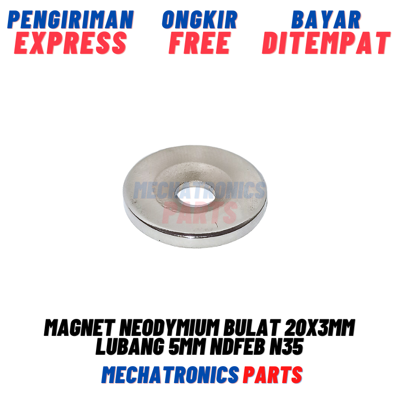Jual Magnet Neodymium Bulat 20x3mm Lubang 5mm NdFeB N35 | Shopee Indonesia