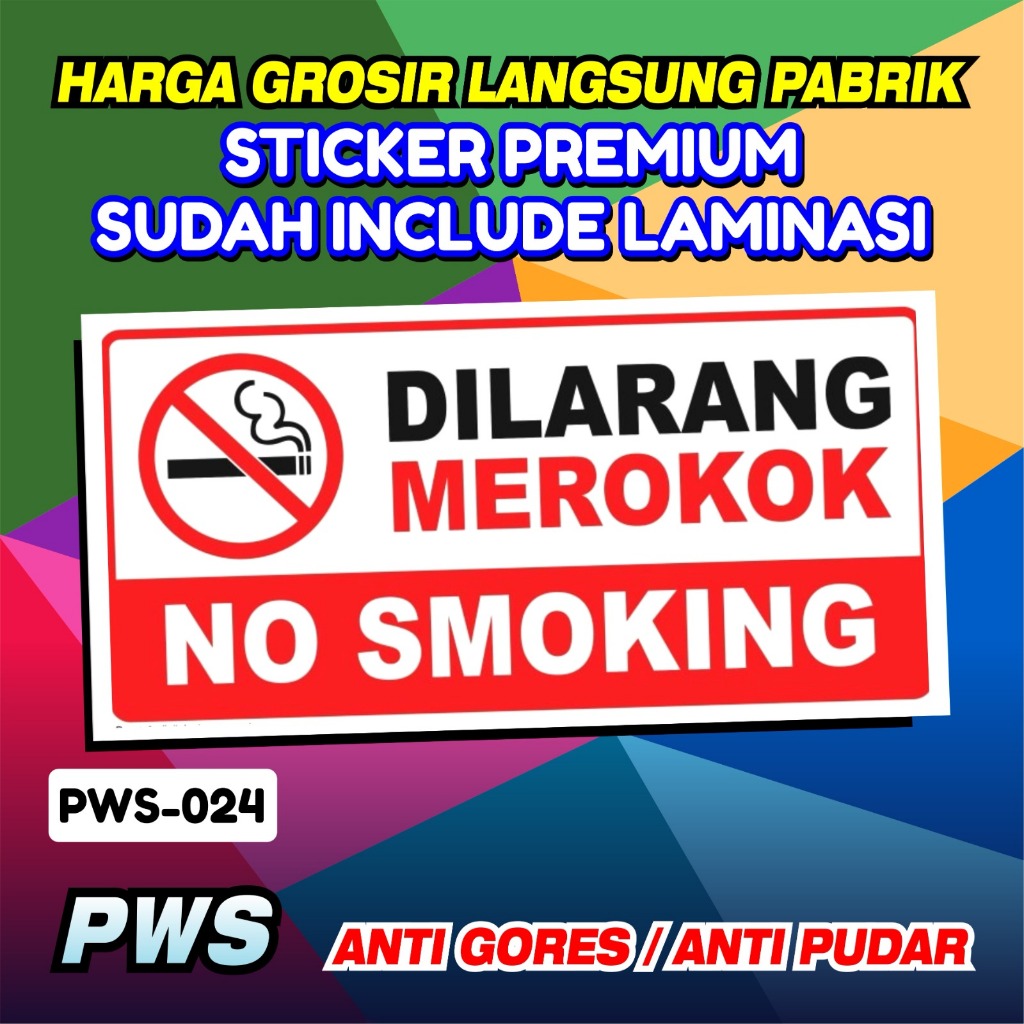 Jual Stiker 30x40 Dilarang Merokok No Smoking Merah Putih / Stiker ...