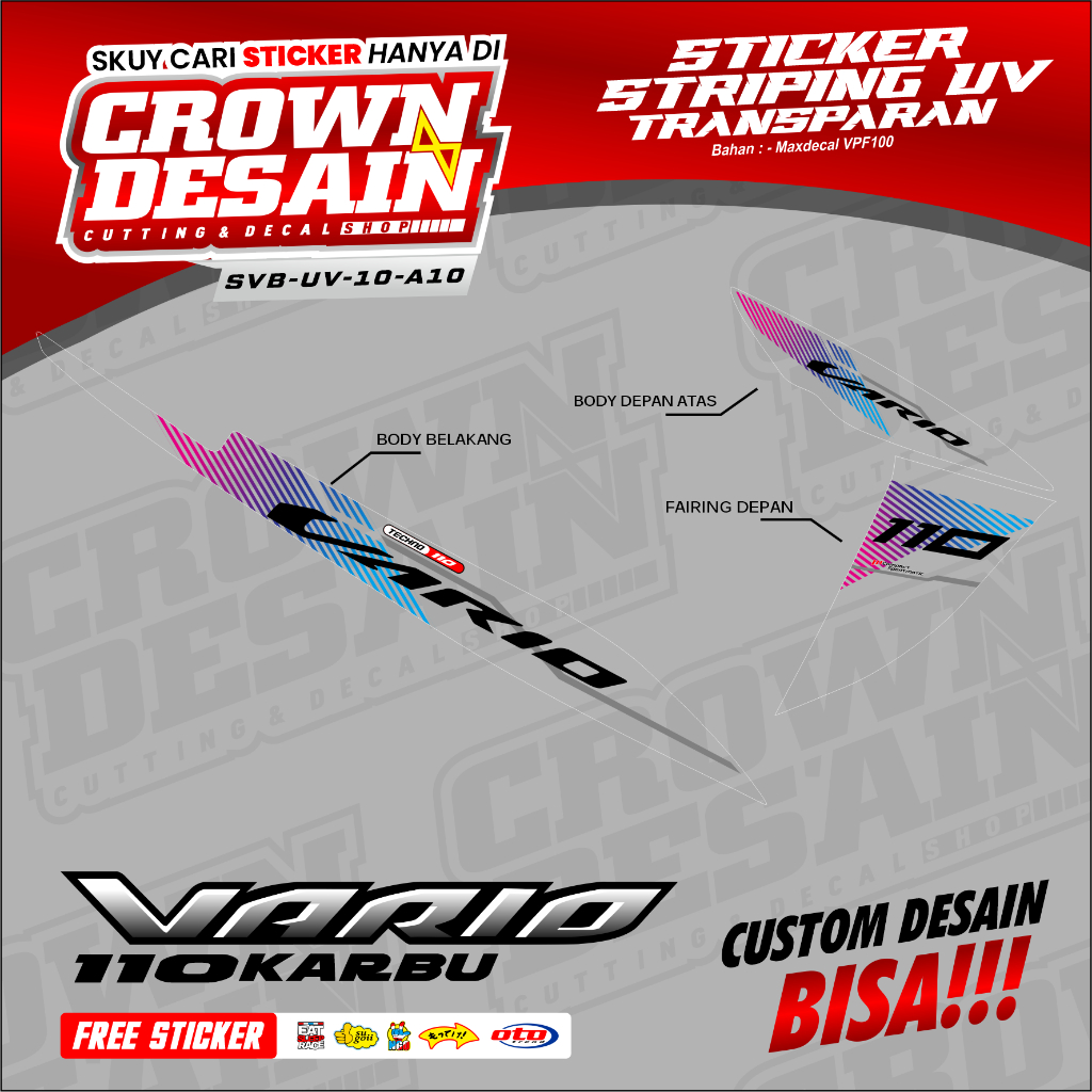 Jual Stiker Striping UV Transparan Vario 110 Karbu Custom Rainbow Malaysian Simpel - SVB-UV ...