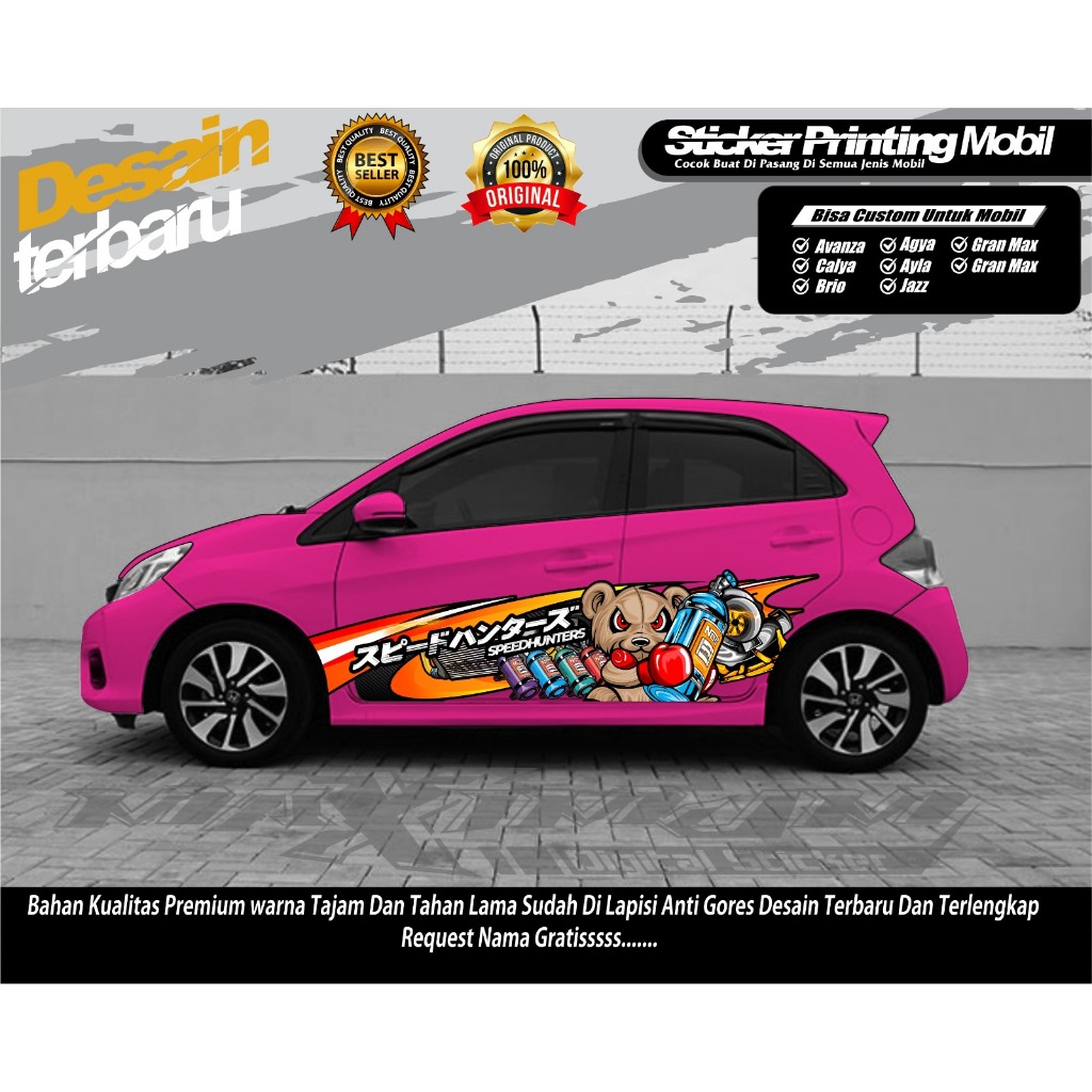 Jual DECAL STICKER MOBIL BRIO JAZZ AGYA YARIS SWIFT /HARGA SEPASANG ...