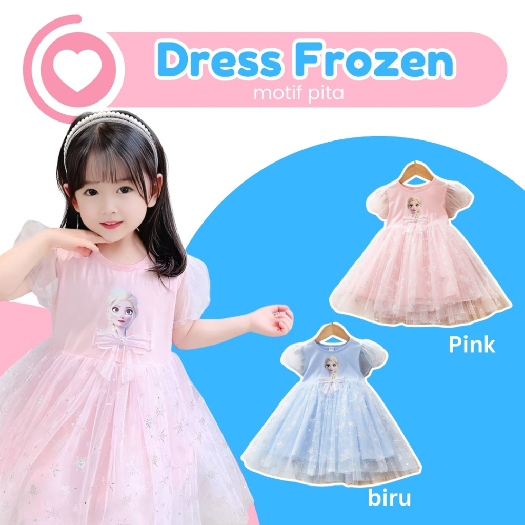 Jual [Lentera Anak] 1-9 Tahun Dress Frozen Pita Anak Perempuan katun ...