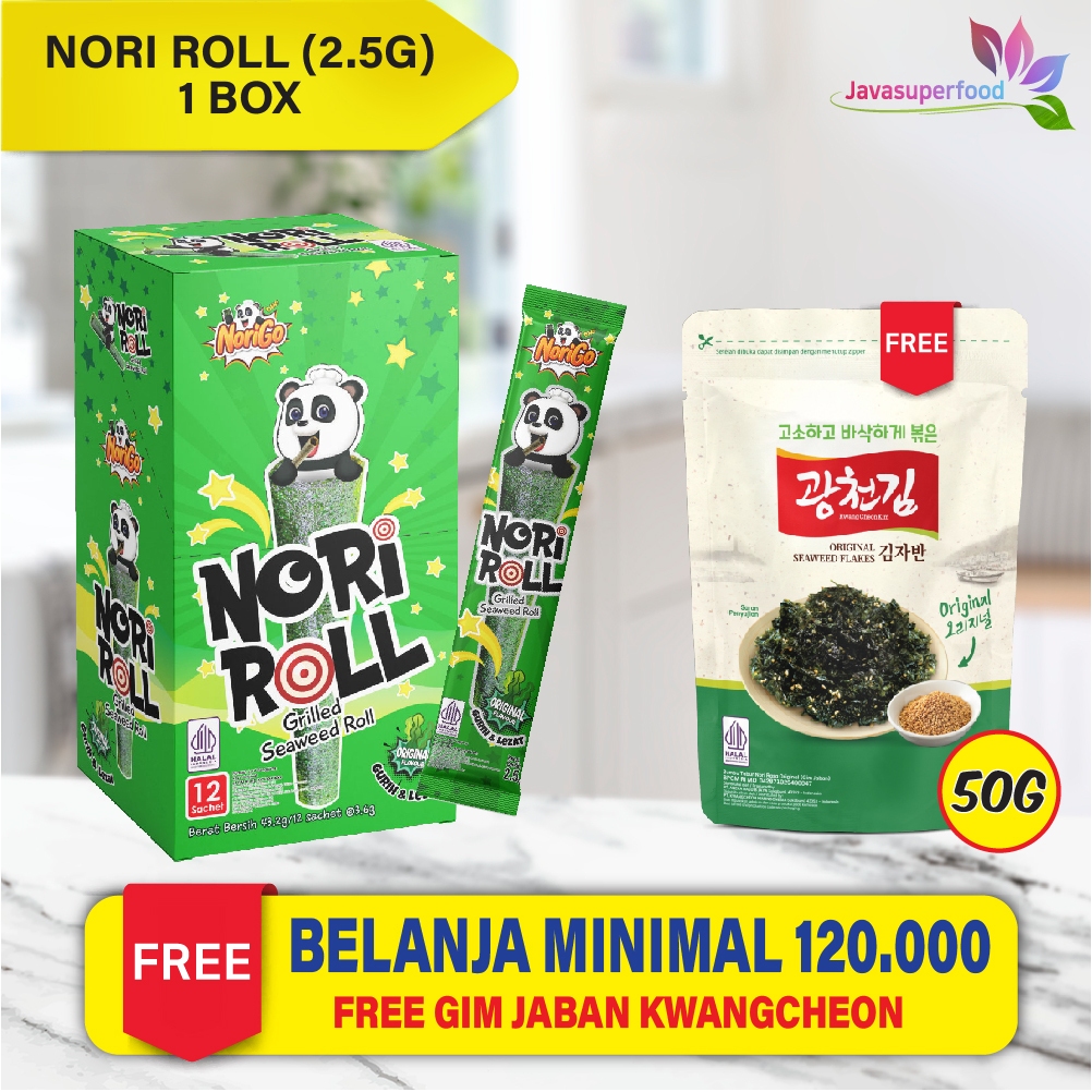 Jual Norigo / Snack Nori Roll Grilled Seaweed Roll 1 box isi 12Pcs ...