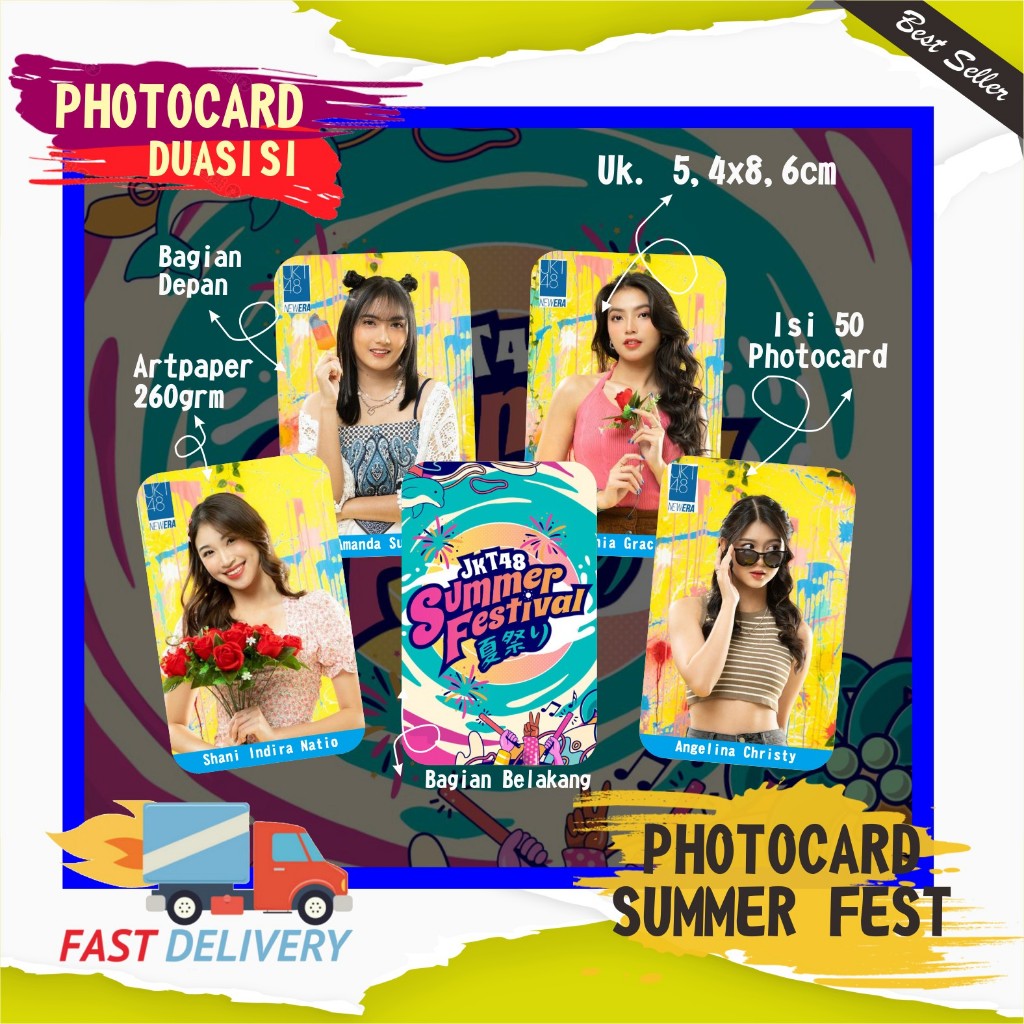 Jual JUAL PHOTOCARD JKT48 Edisi SUMMER TOUR FESTIVAL si 50 PCS (Unofficial/Fanmade) Bonus Stiker ...