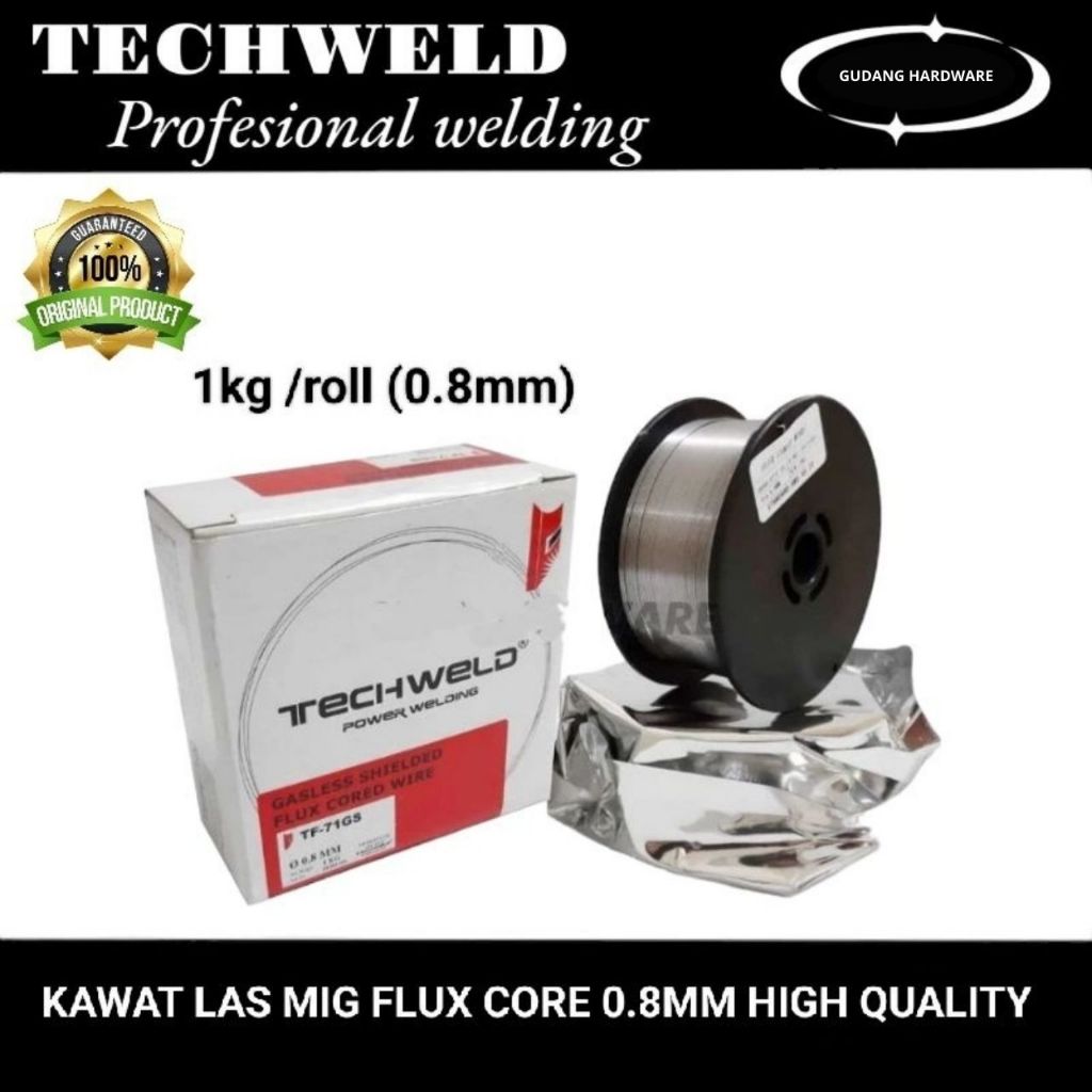 Jual kawat las mig / flux cored 0.8mm X 1kg techweld | Shopee Indonesia