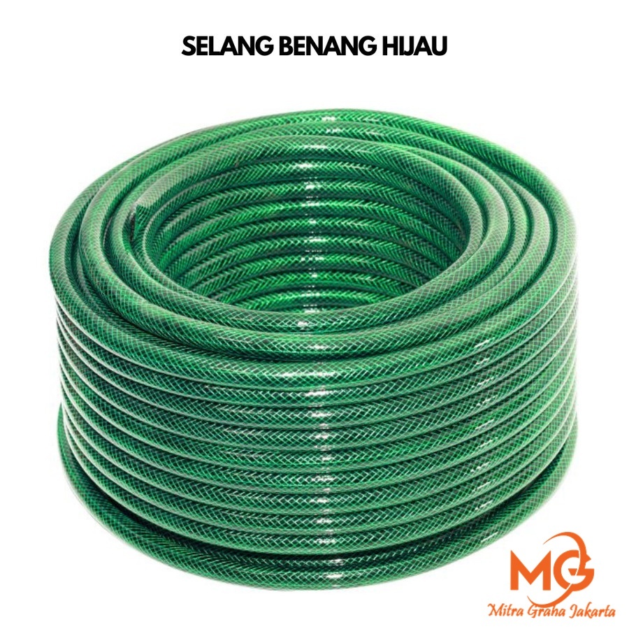 Jual 10 Meter Selang Kran Air Taman Serat Benang Anyam Nylon Elastis Hijau Anti Lumut 1/2" Inch ...