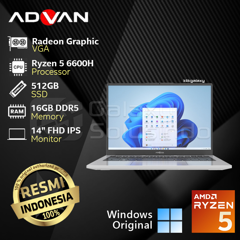 Jual ADVAN WORKPLUS Ryzen 5 6600H 512GB SSD 16GB RAM - Silver Laptop ...