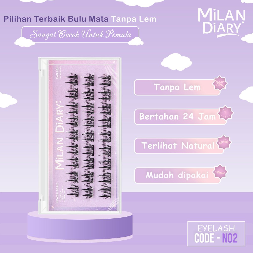Jual [ LANGSUNG TEMPEL ] Bulu Mata Palsu Tanpa Lem N02 Serat Kapas Premium Milan Diary Fairy ...