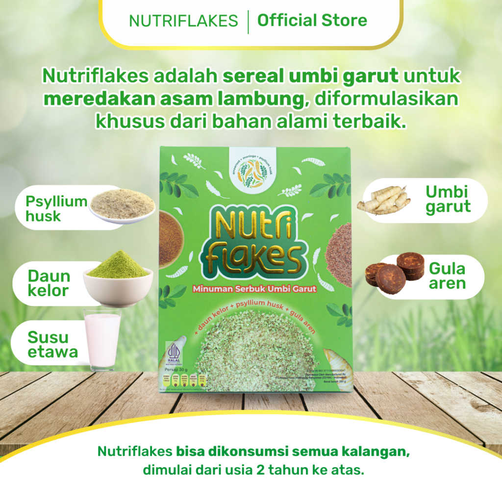 Jual Nutriflakes Asam Lambung Sereal Umbi Garut Original 2 Box | Shopee Indonesia