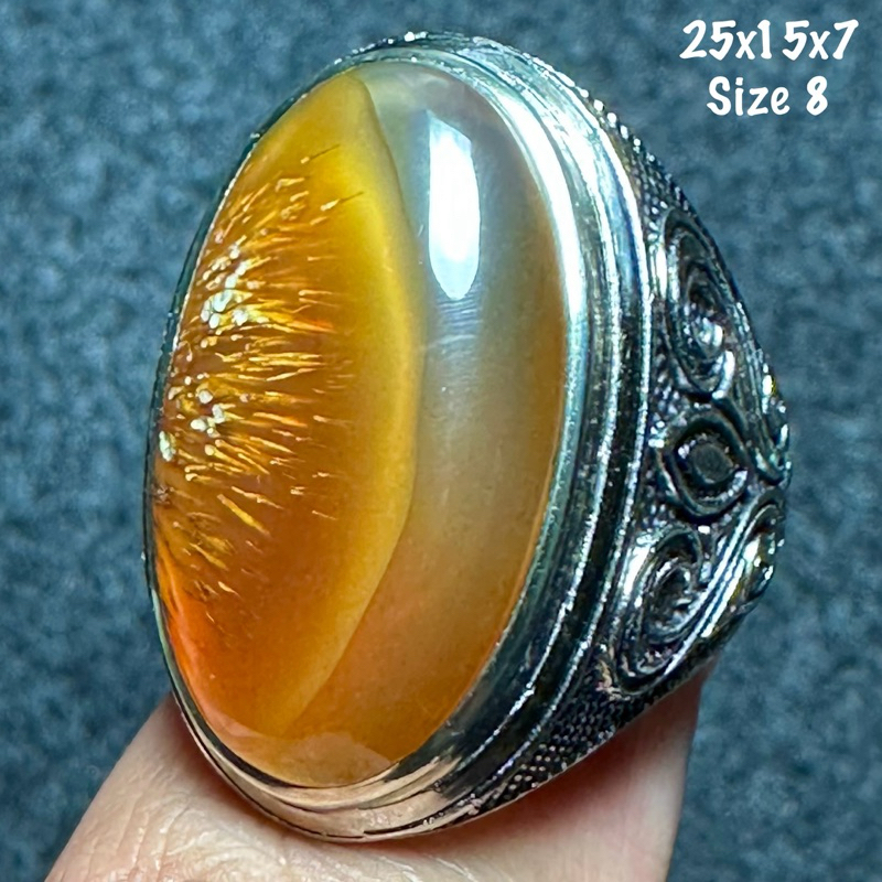 Jual Cincin Batu Akik Natural Cendana Rambut Emas (asli alam) | Shopee ...