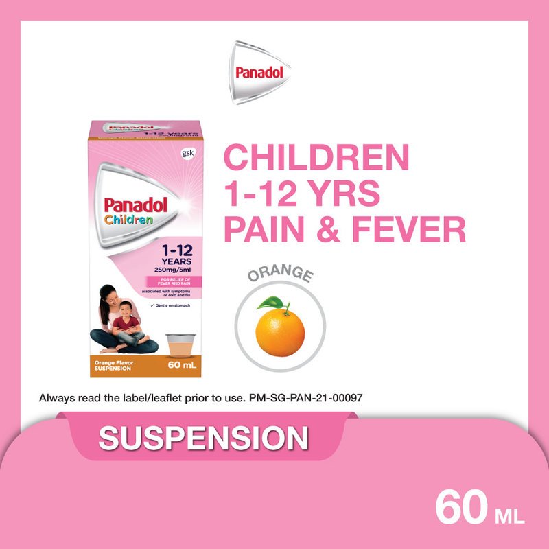 Jual Panadol Children Suspension 60ml Orange Flavour 250mg/5ml 1year ...