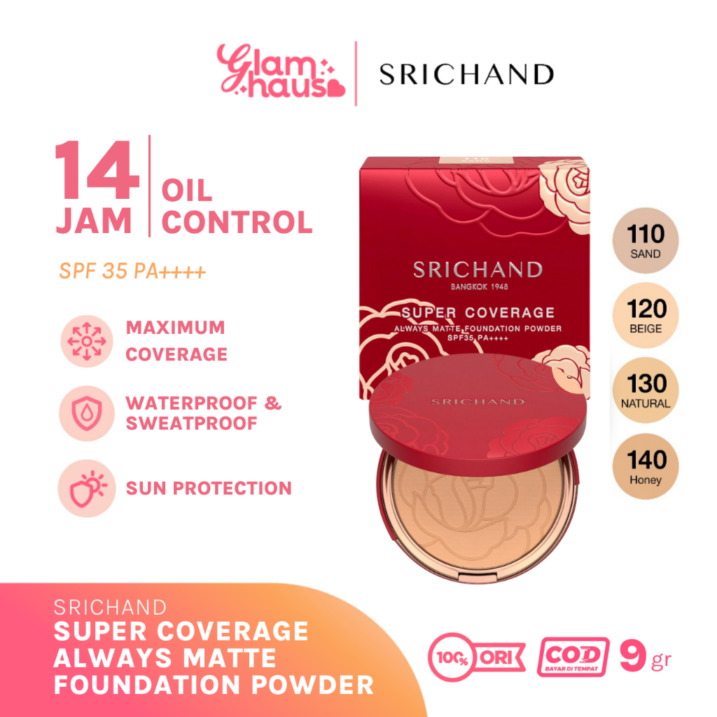 Jual Srichand Super Coverage Always Matte Foundation Powder 9g SPF 35 | Alas Bedak Wajah Tahan ...