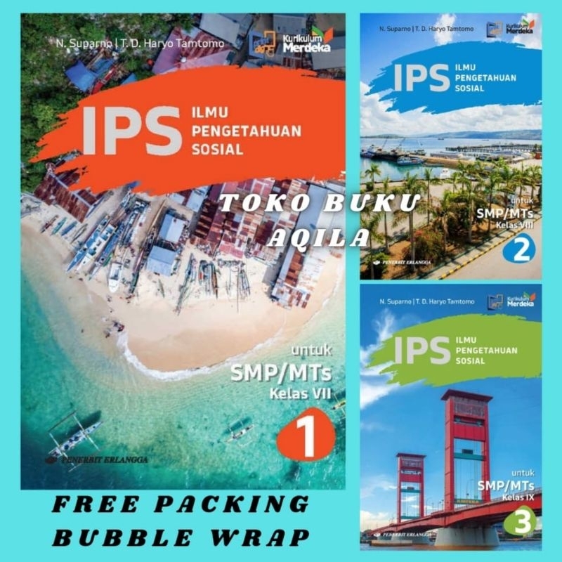 Jual Buku IPS Kelas 1 2 3 / 7 8 9 SMP Erlangga Kurikulum Merdeka Original ( Ilmu Pengetahuan ...