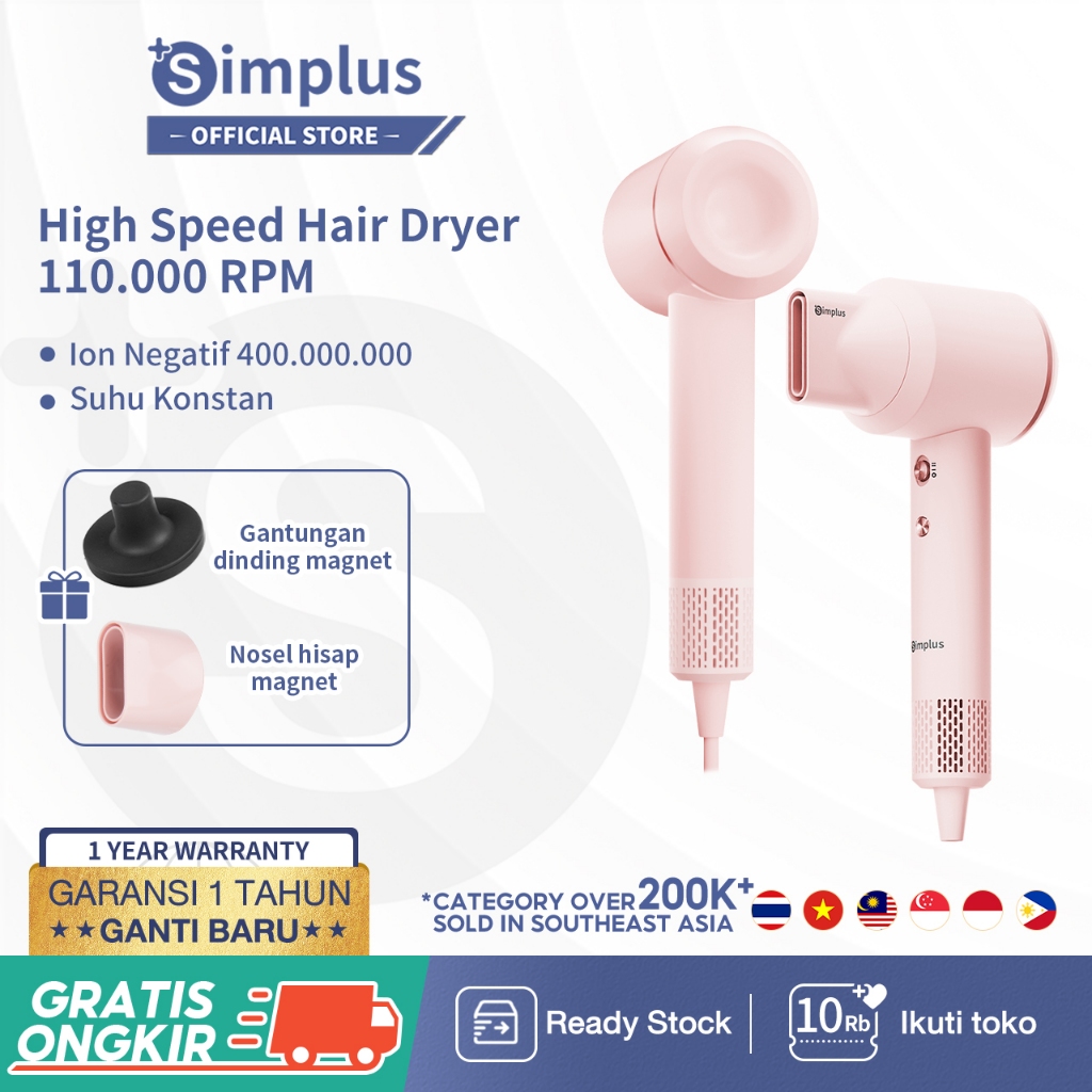 Jual Simplus Hairdryer Pengering Rambut High Speed Hair Dryer Ion Negatif 40Juta Portabel ...